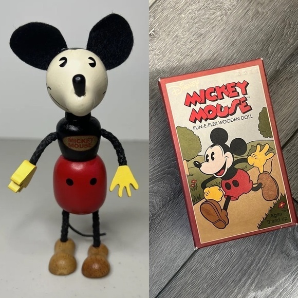 Disney | Toys | Mickey Mouse Funeflex Wooden Doll Walt Disney Larry ...
